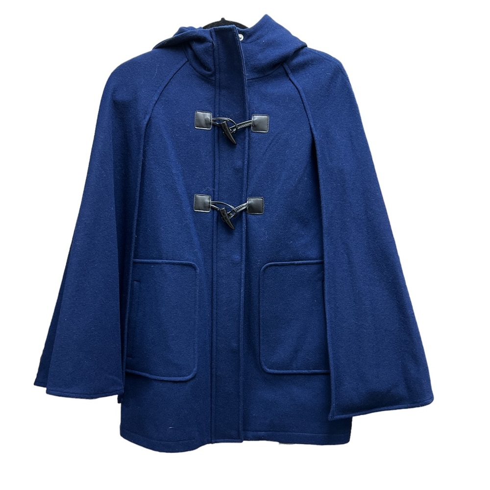 Navy Blue Bcbg Capelet Cape Coat Jacket With Hood - Gem
